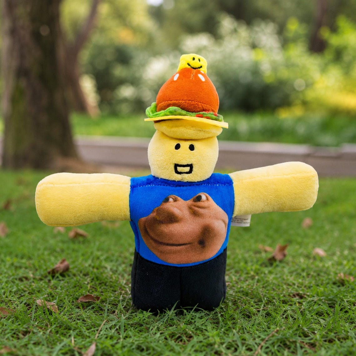Roblox Forsaken 007n7 Burger Plushie - Meme Face Noob Burger Head Plush ...
