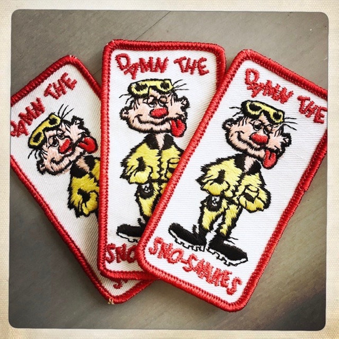 Damn the Sno-snakes – Rectangle Patch Authentic Vintage 70s Denim Hippy ...