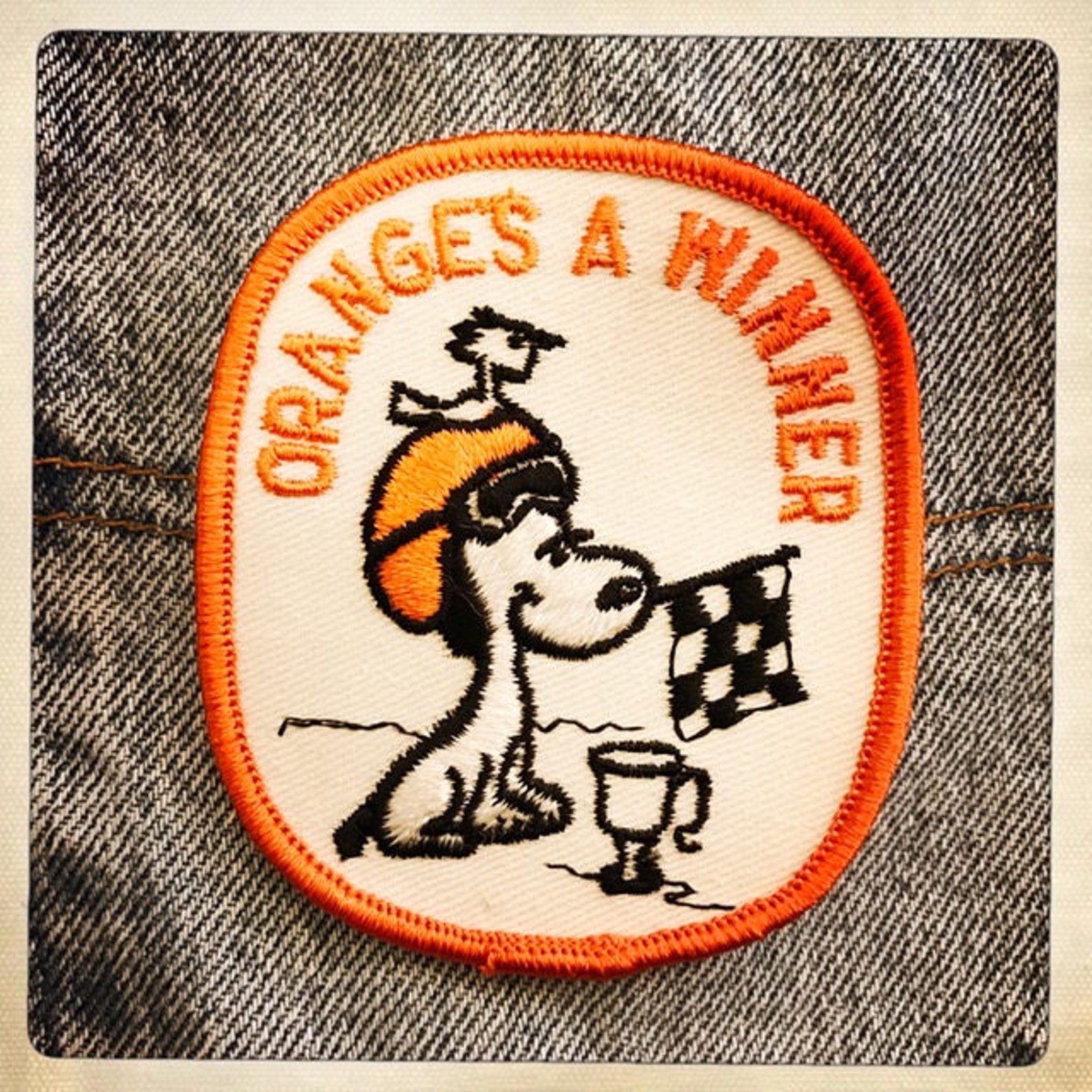 SNOOPY & WOODSTOCK Racing Flag Winner Competition Patches ~ PEANUTS ...