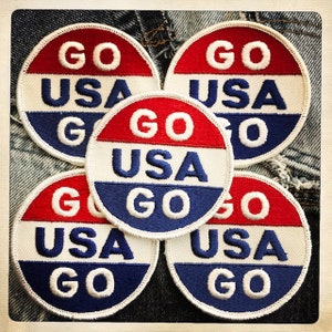 GO USA GO – Round Patch Authentic Vintage 60s 70s Denim Hippy Hippie ...
