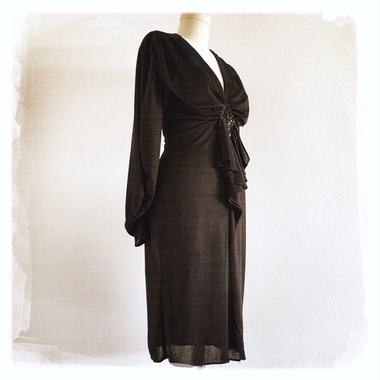 Slinky DISCO DIVA 70s Black Sequined LBD Vintage Climax for | Etsy