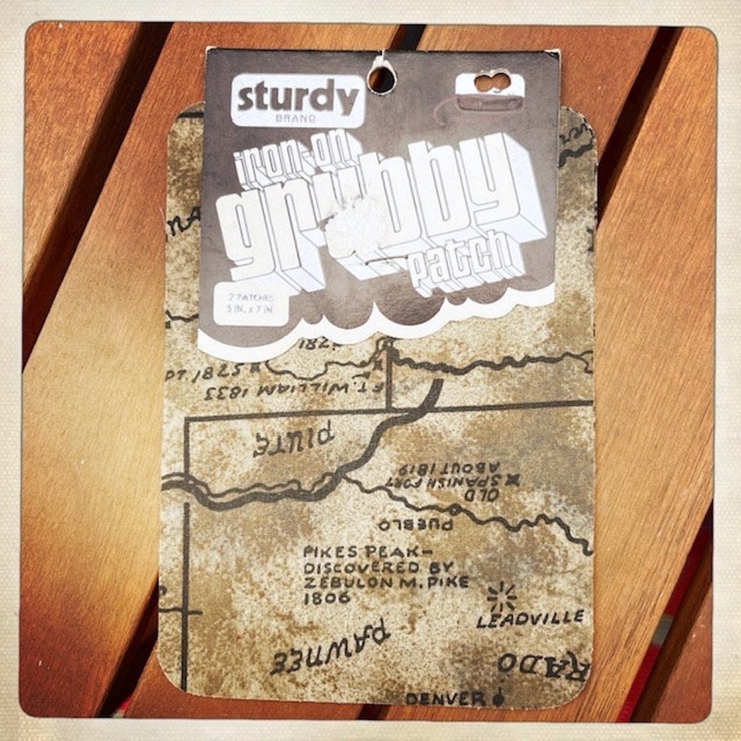 NEUTRAL MAP Iron-on Sturdy Brand GRUBBY 5 X 7 Knee Elbow Patch Authentic Vintage 70s Denim Hippy ...