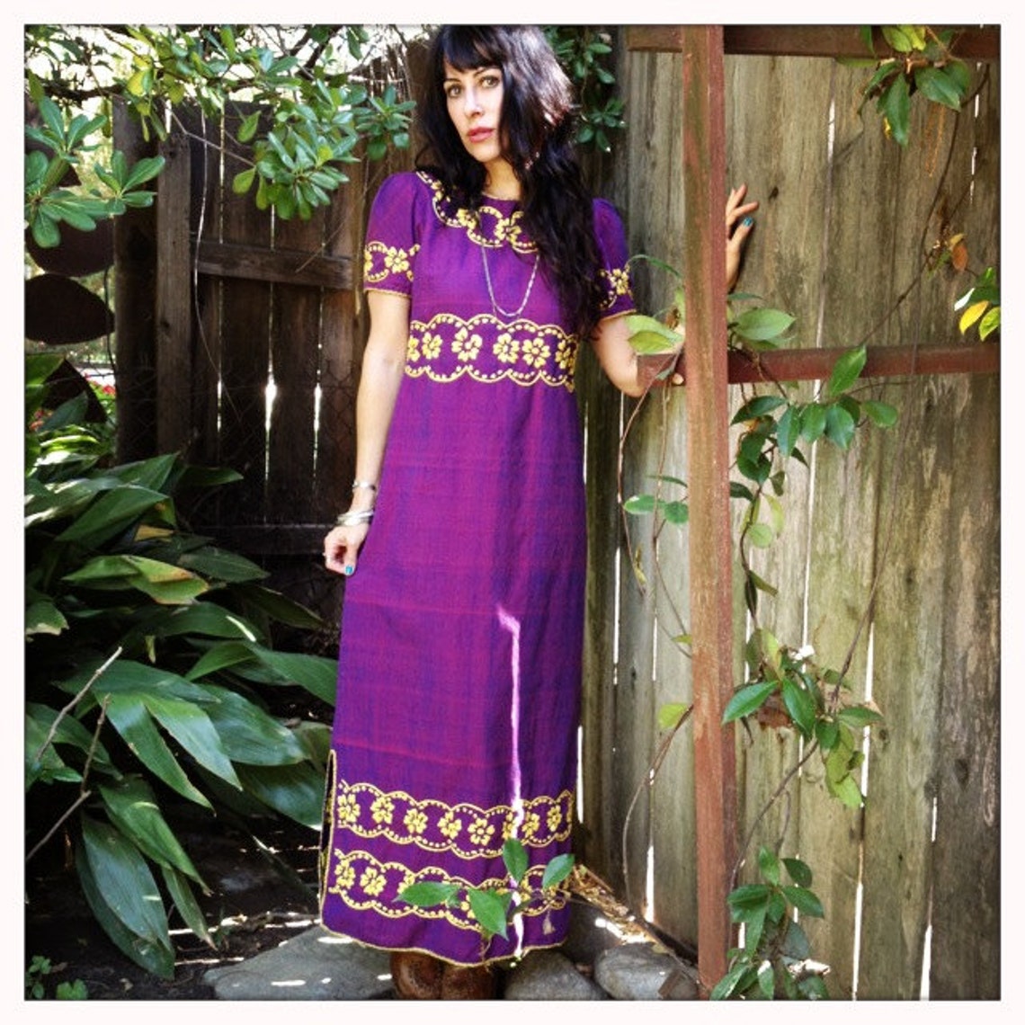 STRIKING Vintage Hippie Hippy Boho 70s Hand Embroidered PURPLE | Etsy