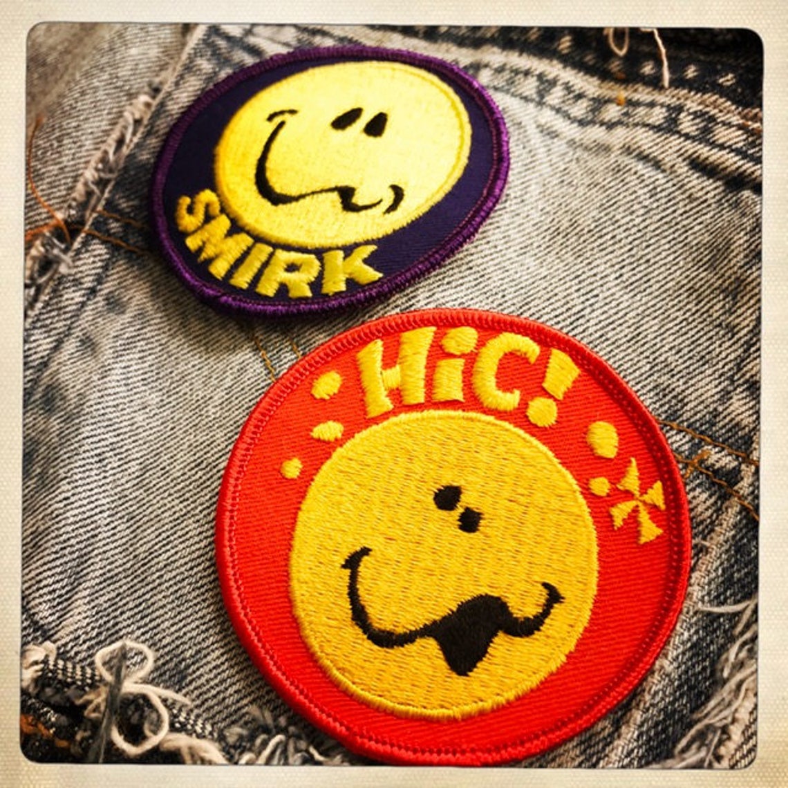 Hic & SMIRK Round Smiley Face Patch Authentic Vintage 60s | Etsy