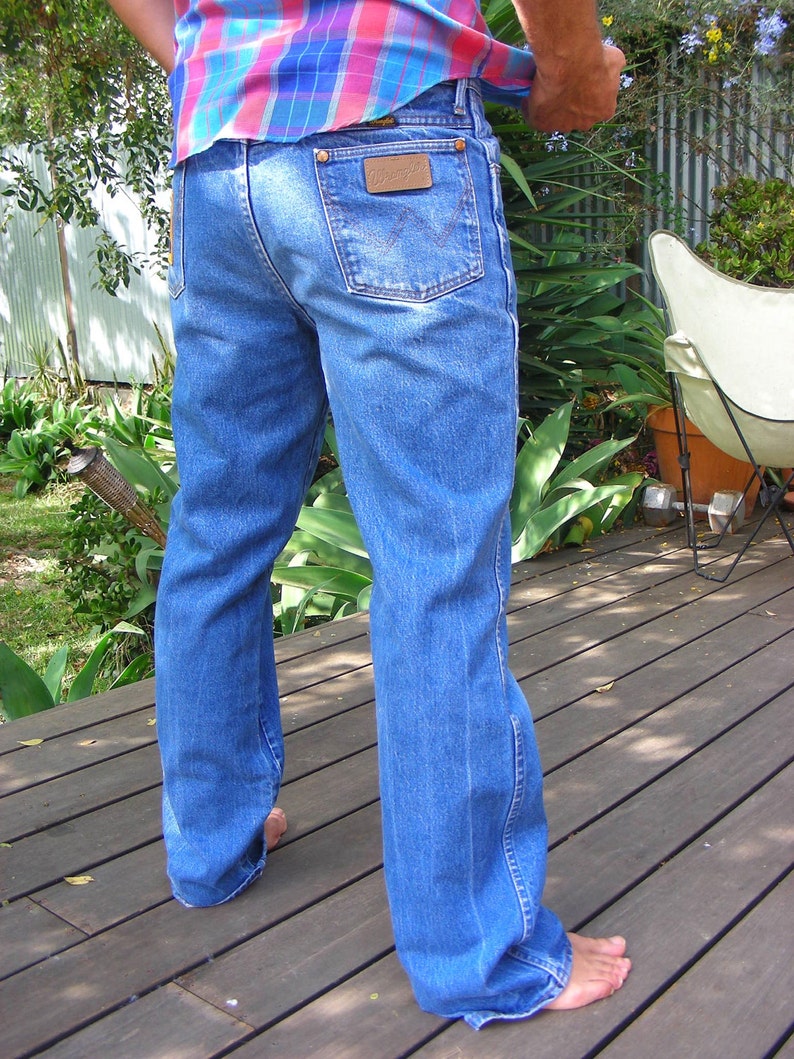 Vintage Wrangler Denim Jeans With Trippy Vintage 70s CALM DOWN Patch ...