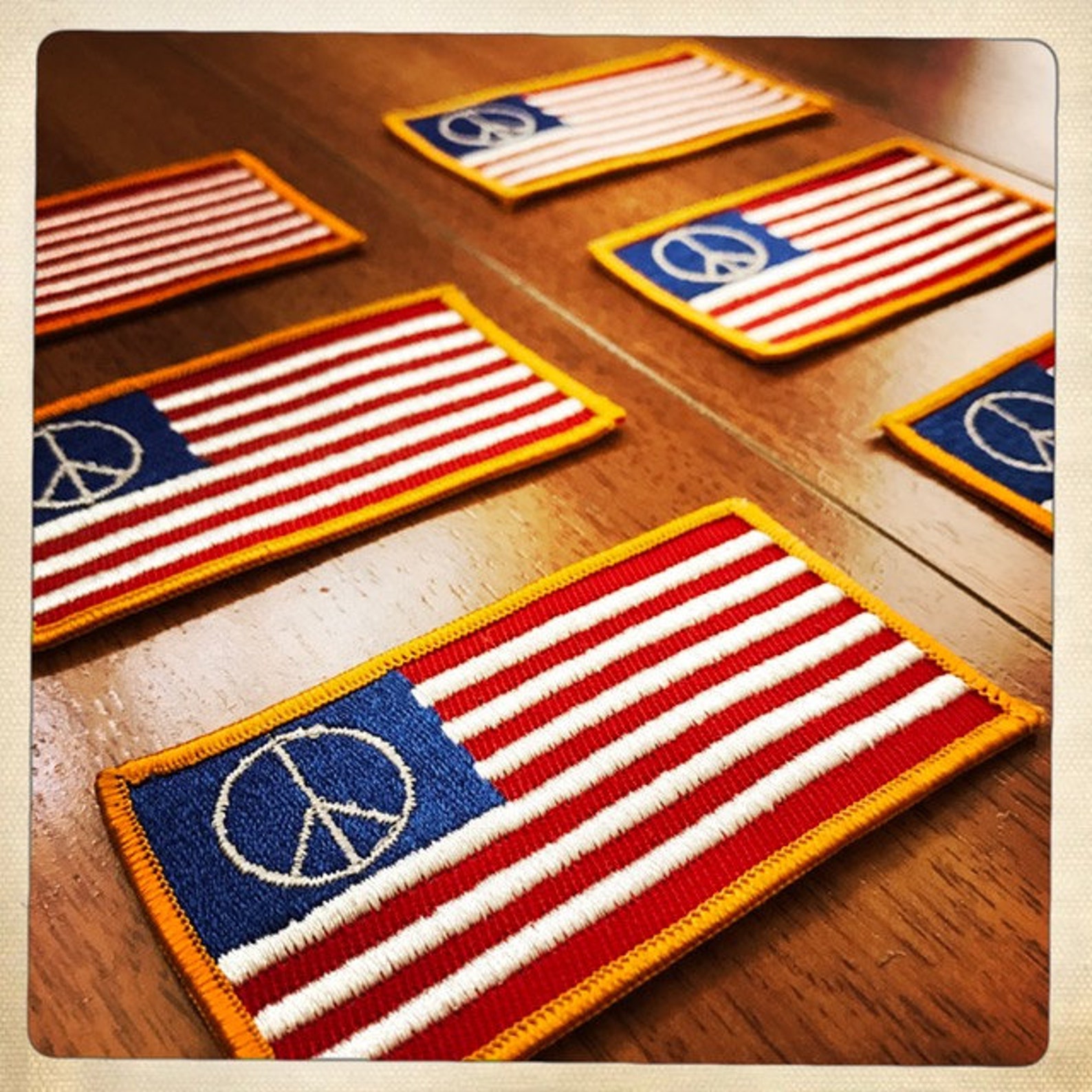 American Flag PEACE SIGN Patch Authentic Vintage 60s 70s Hippy Hippie ...