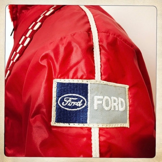 RARE! Vintage Ford COBRA RED Checkerboard Racing Jack… - Gem
