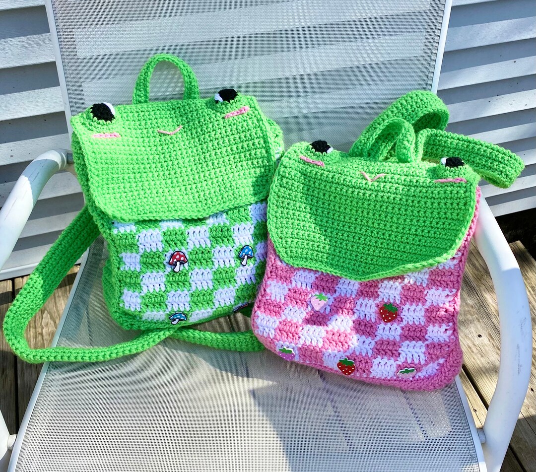 Strawberry & Mushroom Frog Backpacks - Crochet Pattern - PATTERN ONLY ...