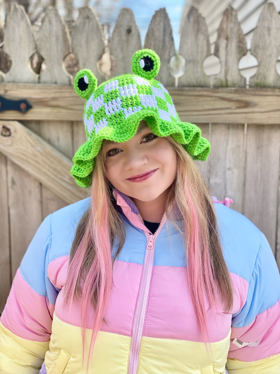Gingham Frog Bucket Hat Crochet Pattern - PATTERN ONLY - Kawaii ...