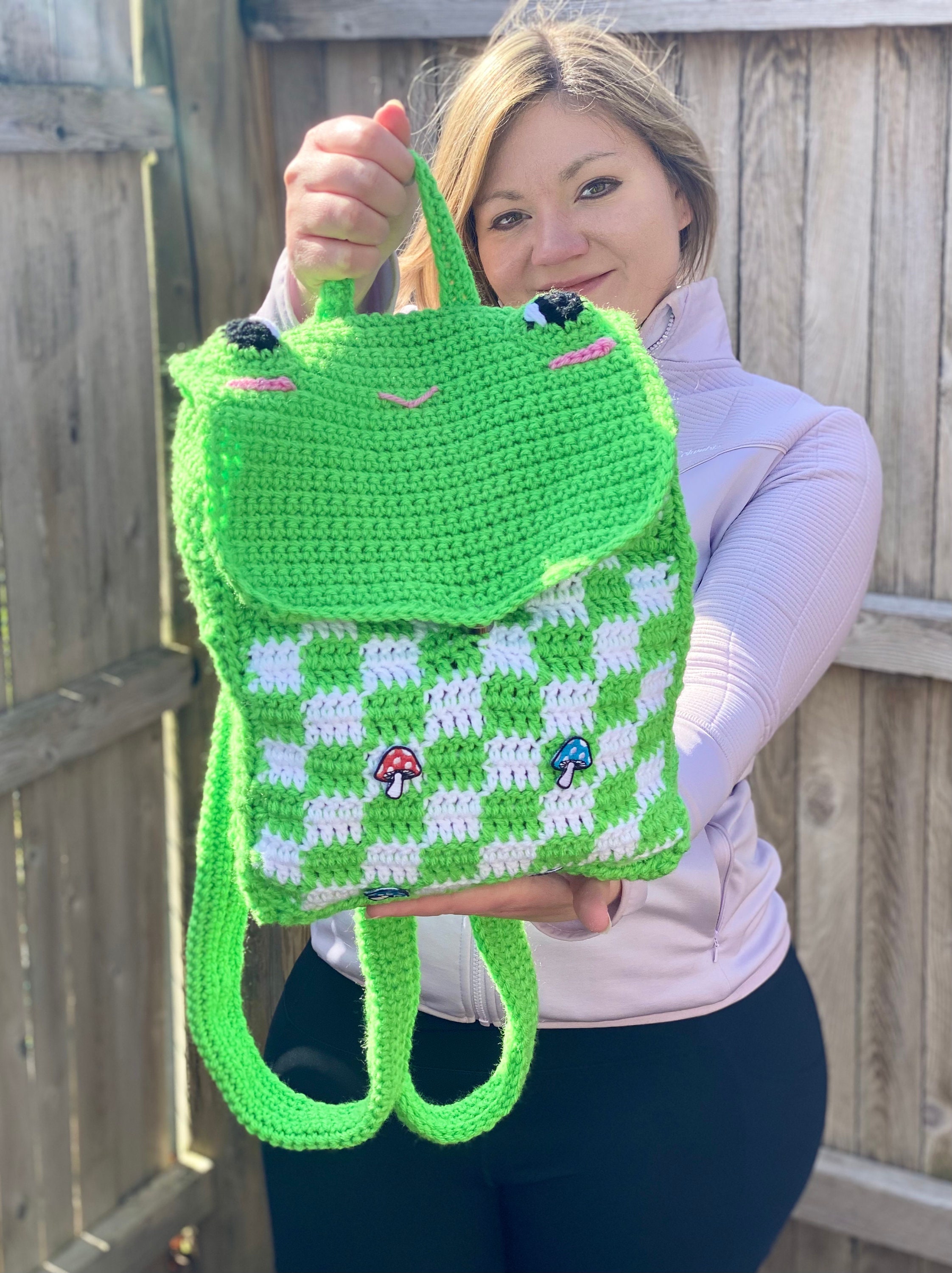 Strawberry & Mushroom Frog Backpacks - Crochet Pattern - PATTERN ONLY ...