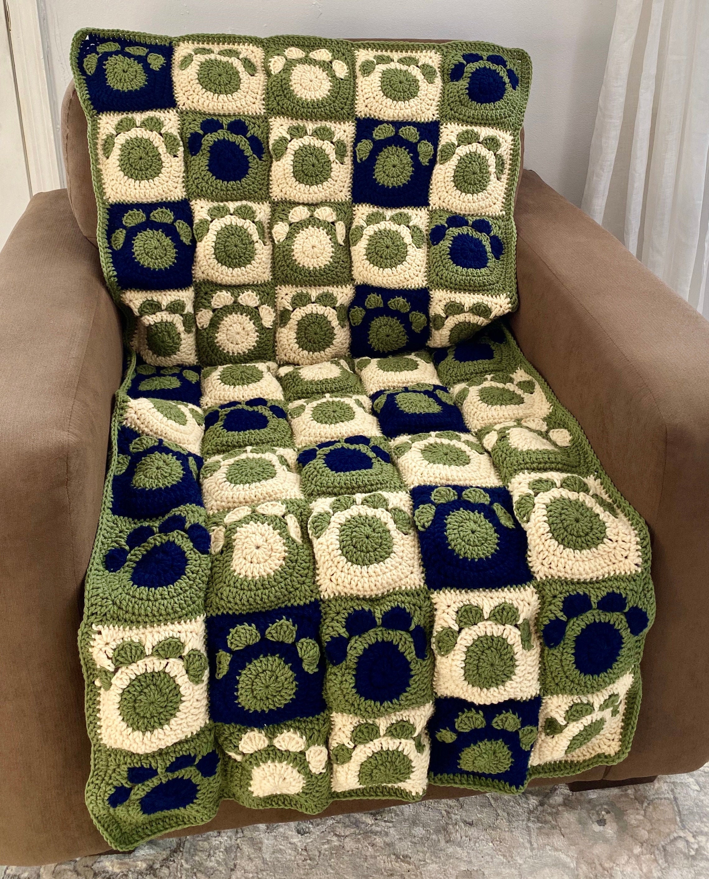 Paw Print Granny Square Crochet Pattern - PATTERN ONLY - Etsy