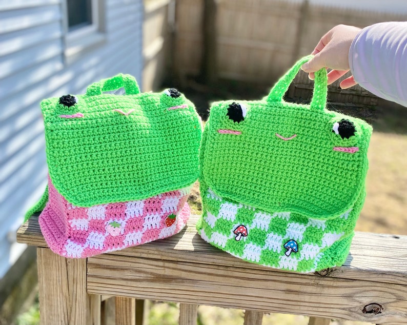 Strawberry & Mushroom Frog Backpacks - Crochet Pattern - PATTERN ONLY ...