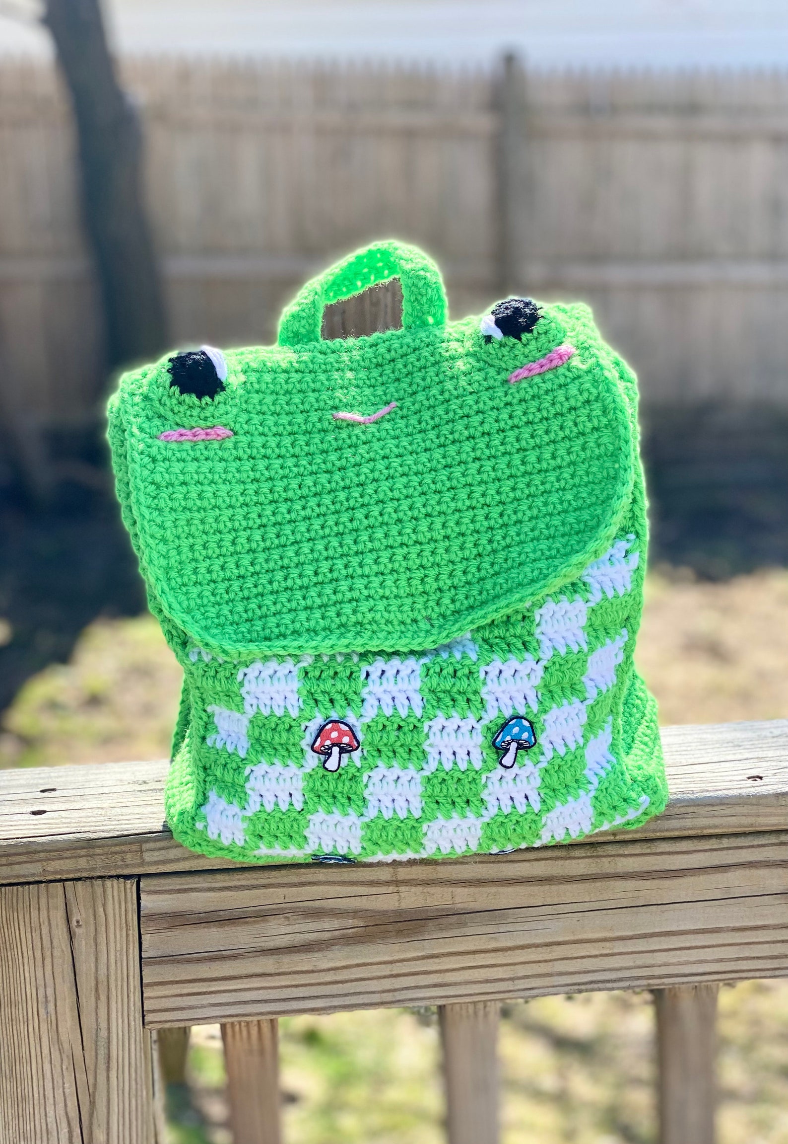 Strawberry & Mushroom Frog Backpacks - Crochet Pattern - PATTERN ONLY ...