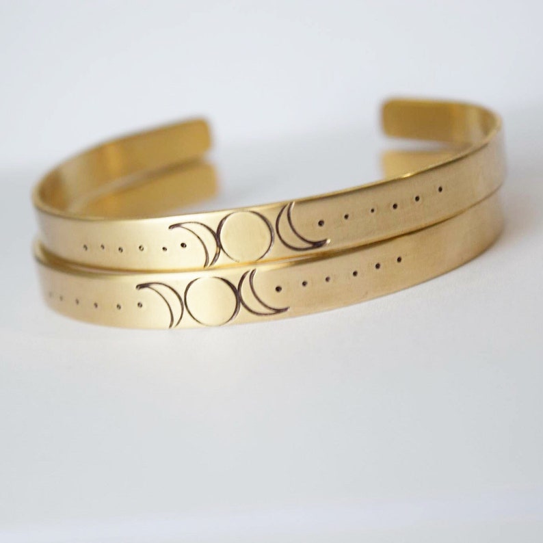 Triple Moon Goddess Cuff | Personalized Cuff Bracelet | Moon Phases ...