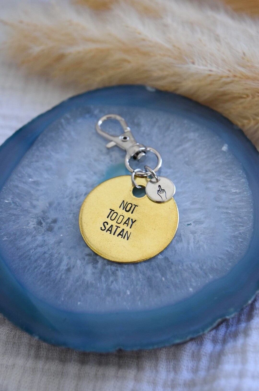 Not Today Satan Keychain | Middle Finger | Key Chain | Purse Clip ...