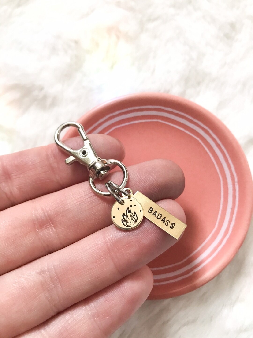 Badass Dainty Disc Keychain Personalized Keychain Custom - Etsy