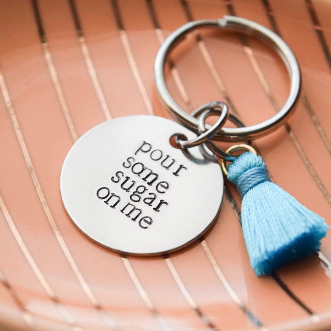 Lyrics keychain | tassel keychain | pour some sugar on me | hand ...