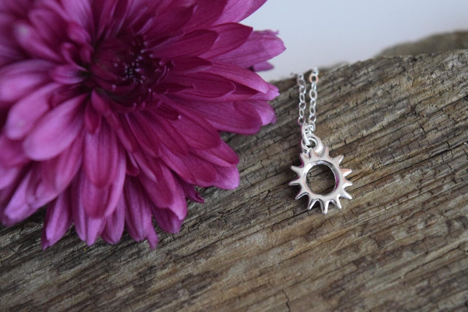 Sun charm necklace sun necklace sterling silver chain | Etsy