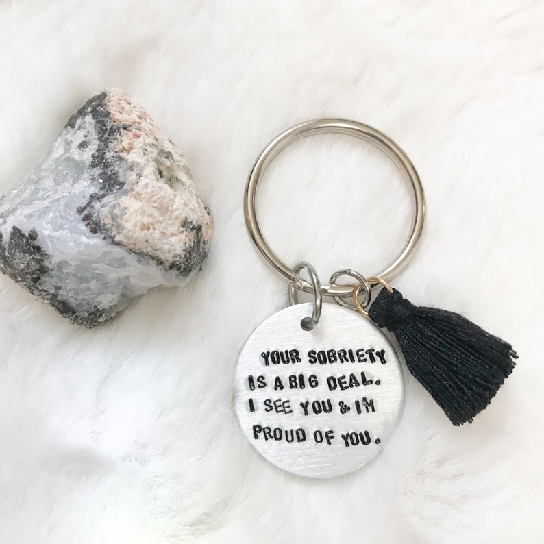 Sobriety Quote Keychain Tassel Key Ring Inspirational Gift - Etsy