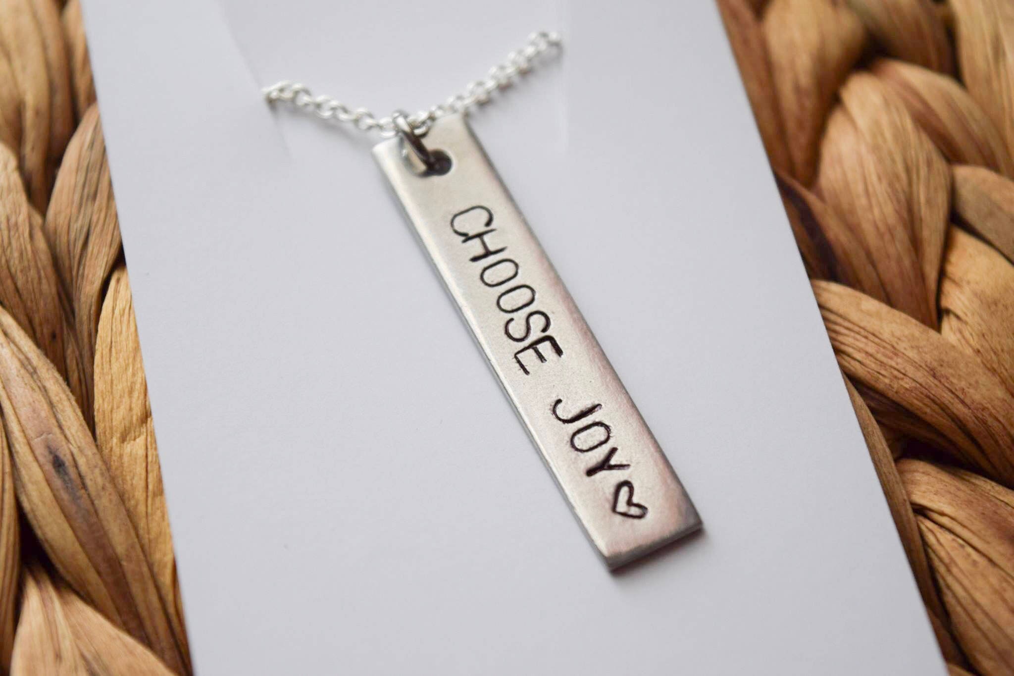 Personalized pendant necklace choose joy necklace | Etsy