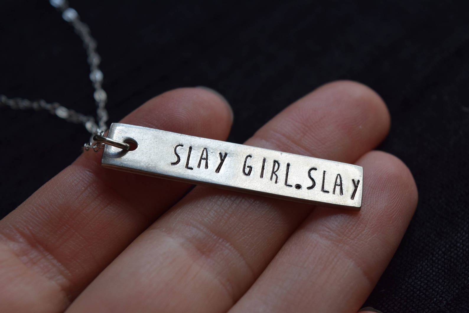 Slay girl slay necklace hand stamped jewelry custom | Etsy
