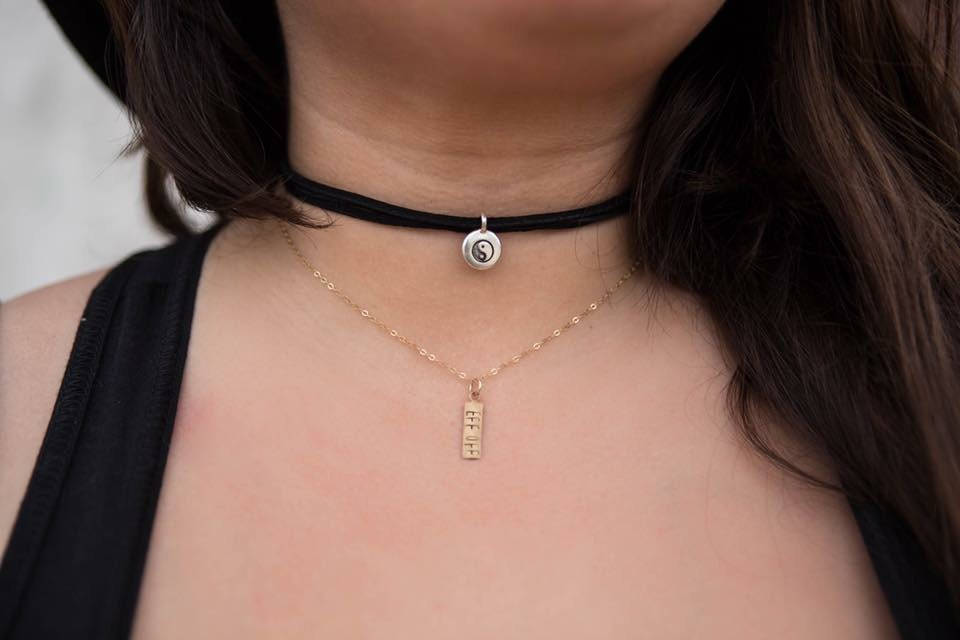 Not Sorry Necklace Feminist Hand Stamped Rectangle Bar | Etsy