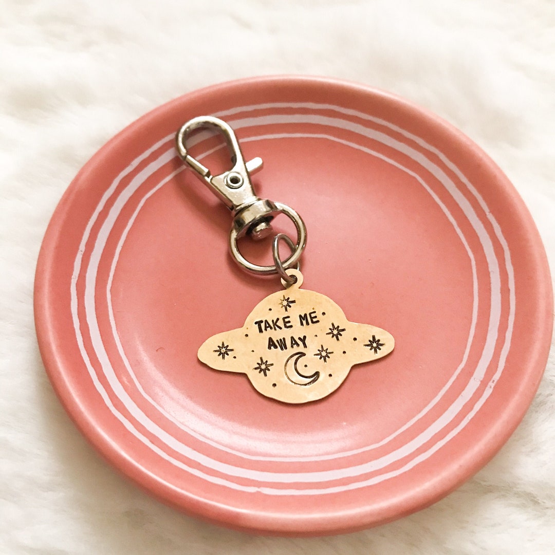 Take Me Away Ufo Dainty Keychain Personalized Keychain - Etsy