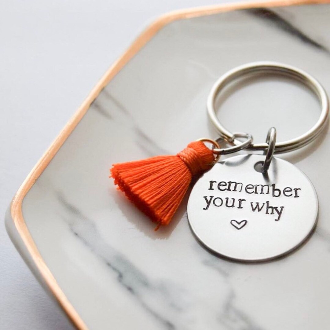 Remember Your Why Quote Keychain | Tassel Key Ring | Inspirational Gift ...