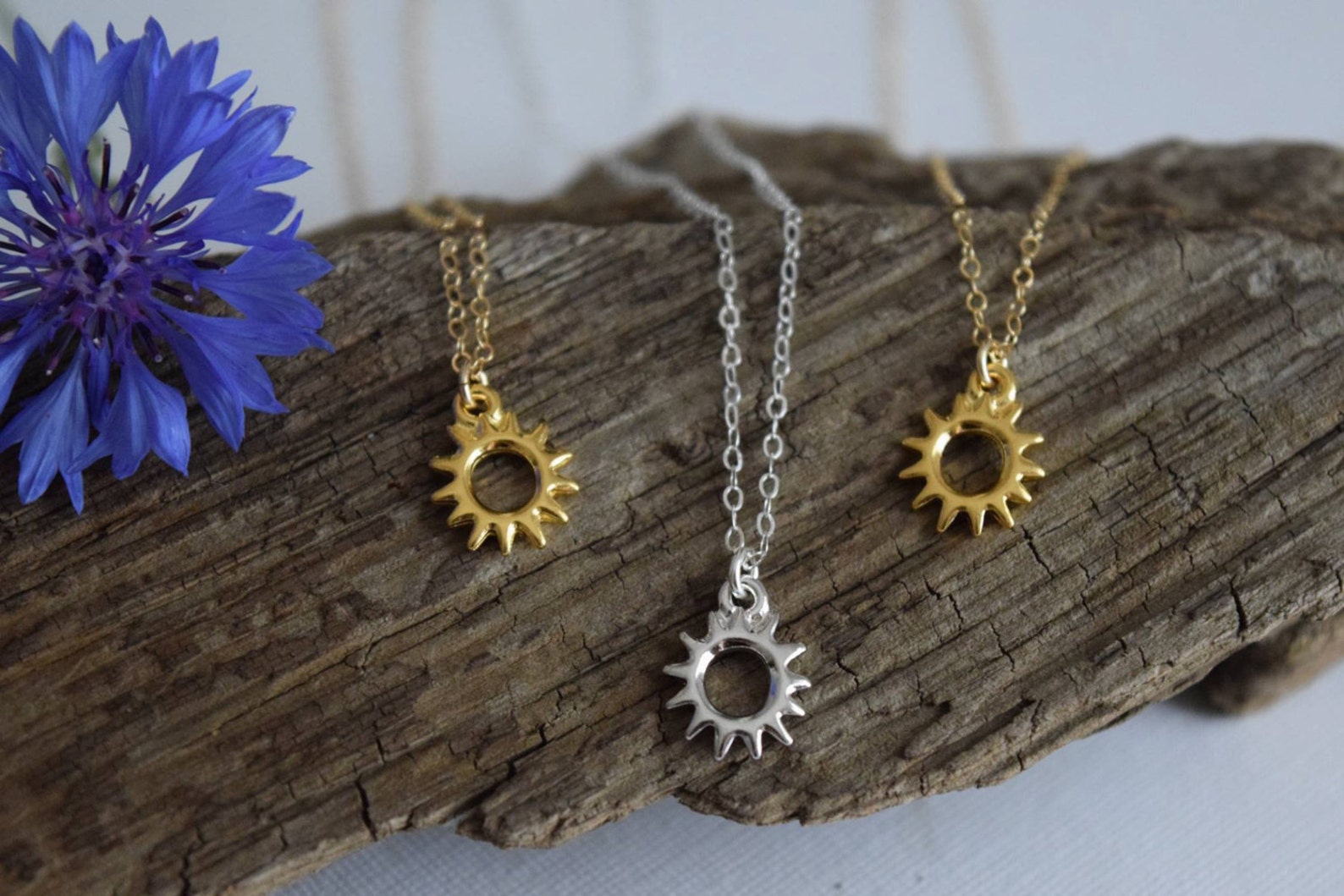 Sun Charm Necklace Sun Necklace Sterling Silver Chain - Etsy