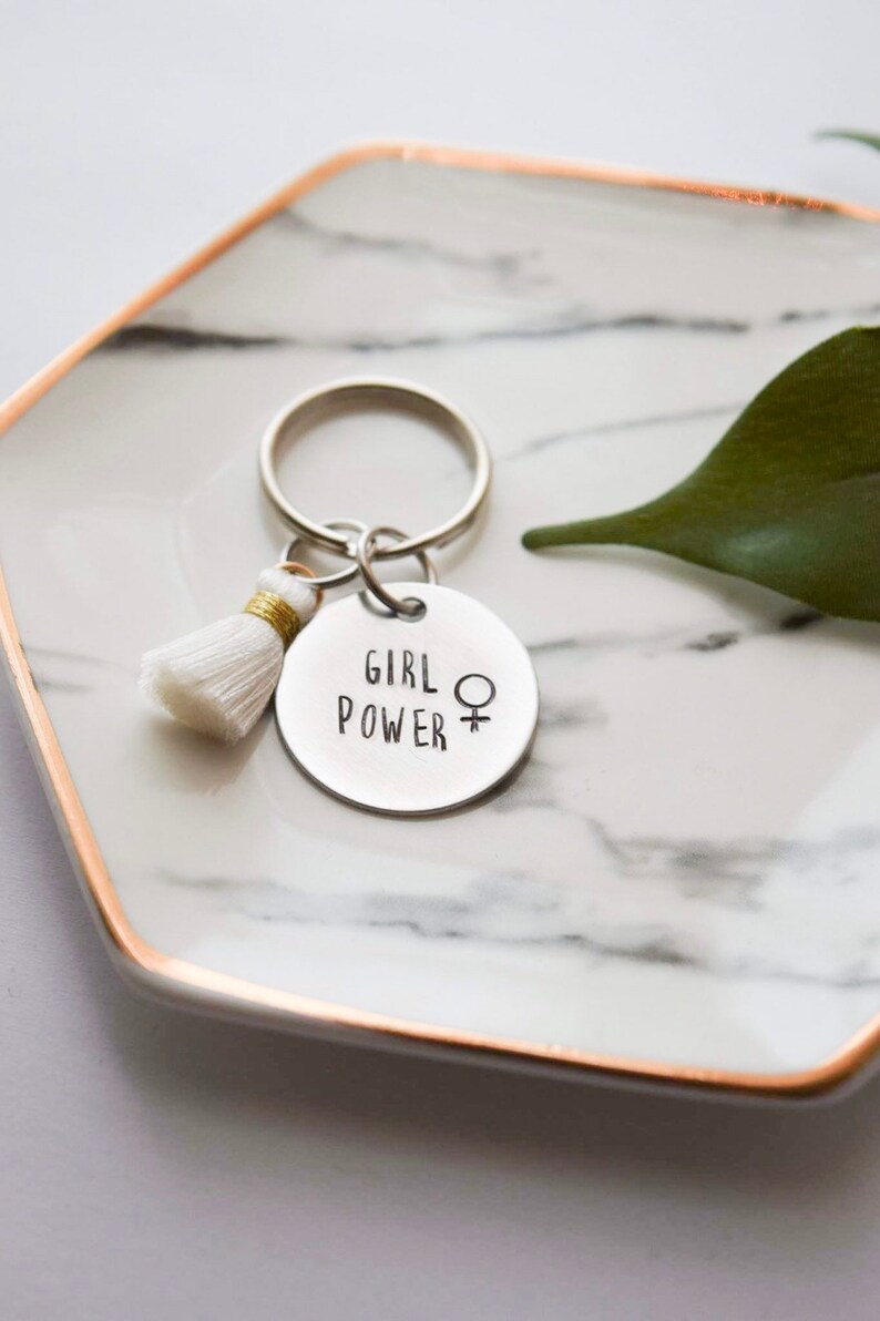 Custom Keychain Tassel Keychain Girl Power Hand Stamped - Etsy