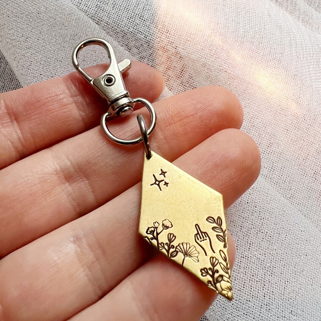 Floral Middle Finger Dainty Keychain | Personalized Keychain | Custom ...