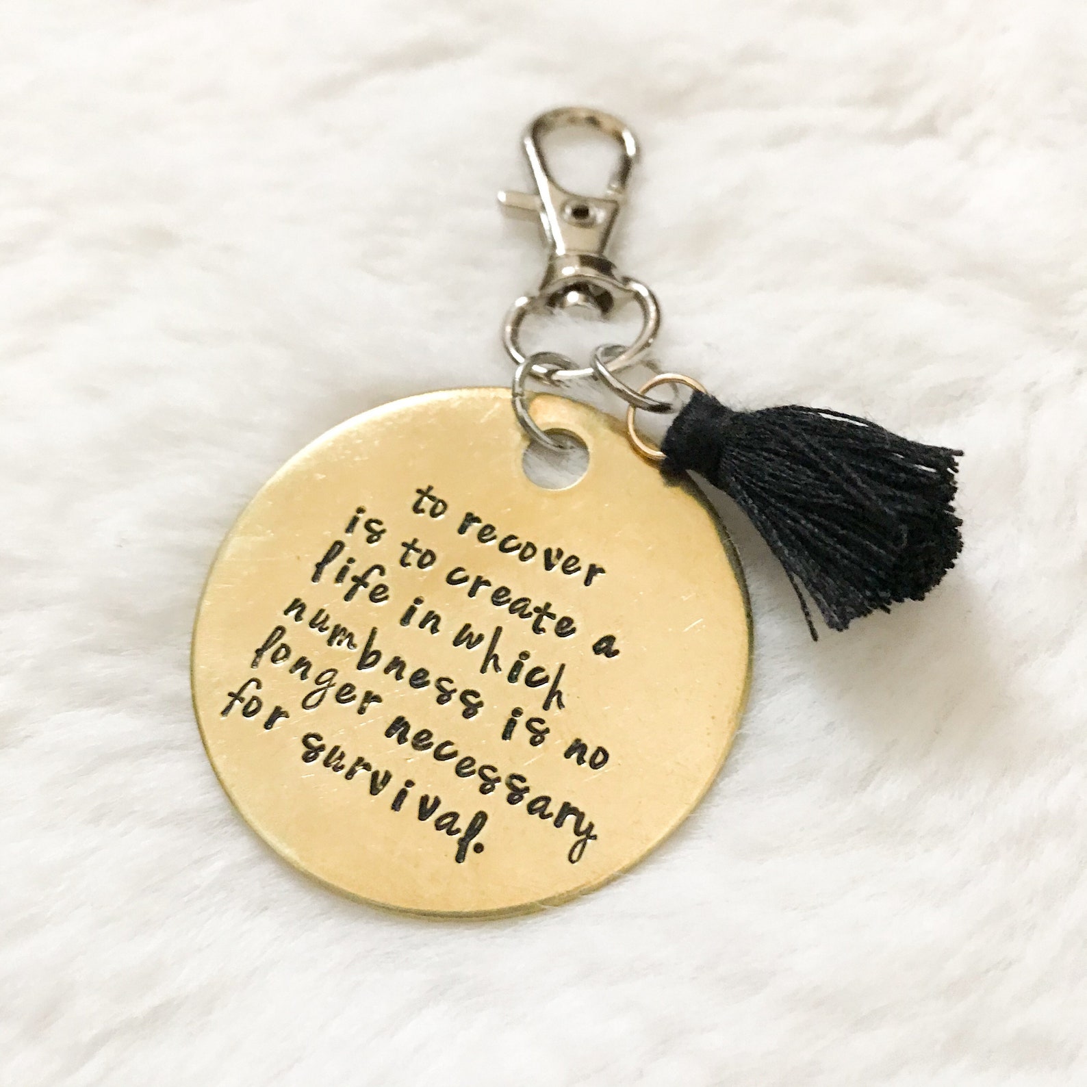 Sobriety Recovery Quote Key Chain | Hand Stamped | Sobriety Gift ...