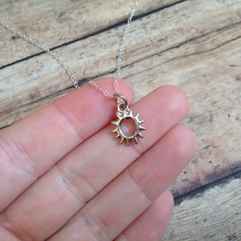 Sun Charm Necklace Sun Necklace Sterling Silver Chain | Etsy