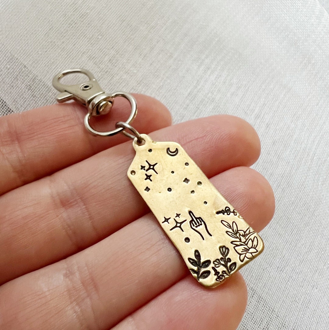 Floral Middle Finger Dainty Keychain | Personalized Keychain | Custom ...