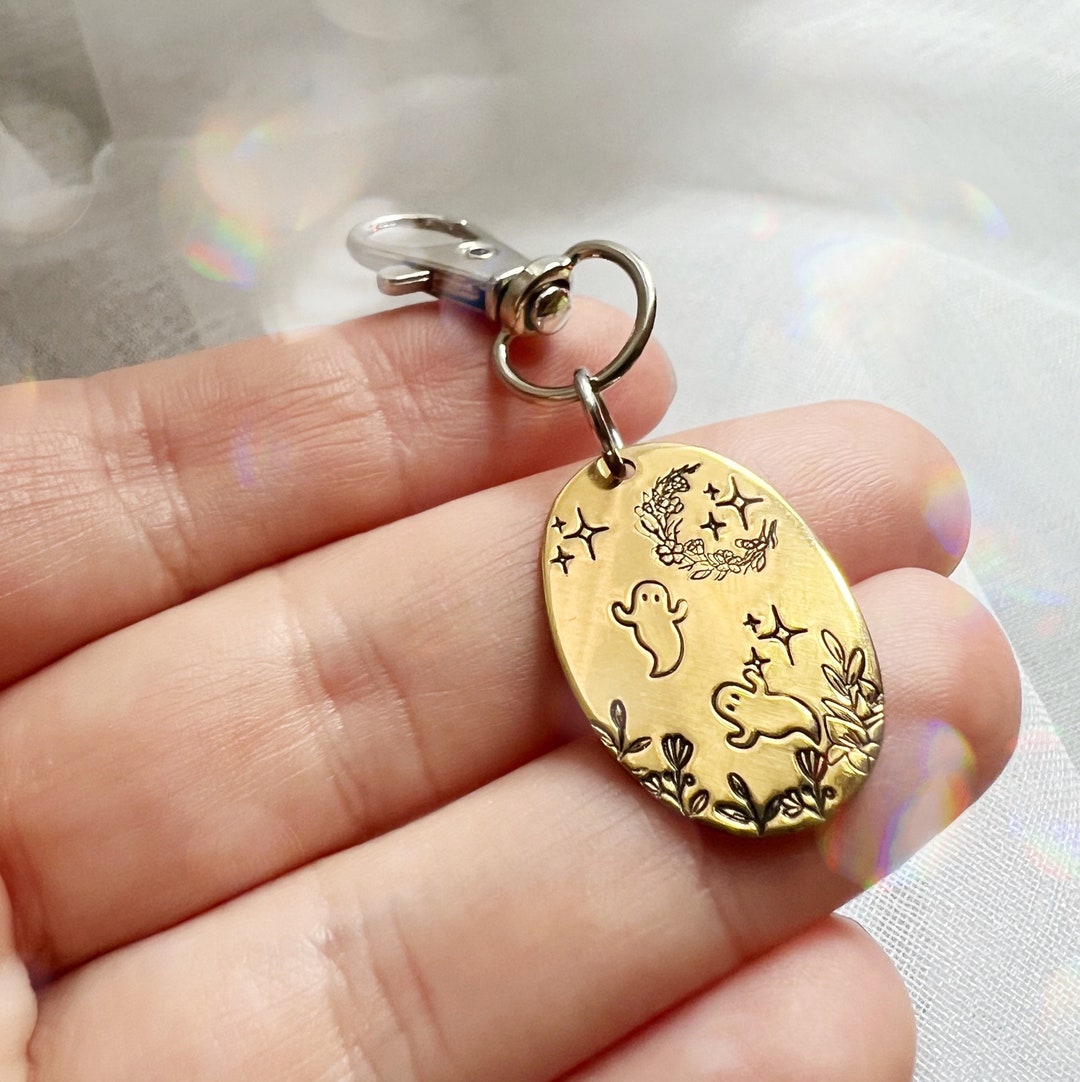 Floral Ghosts Dainty Keychain Personalized Keychain Custom Key Ring ...
