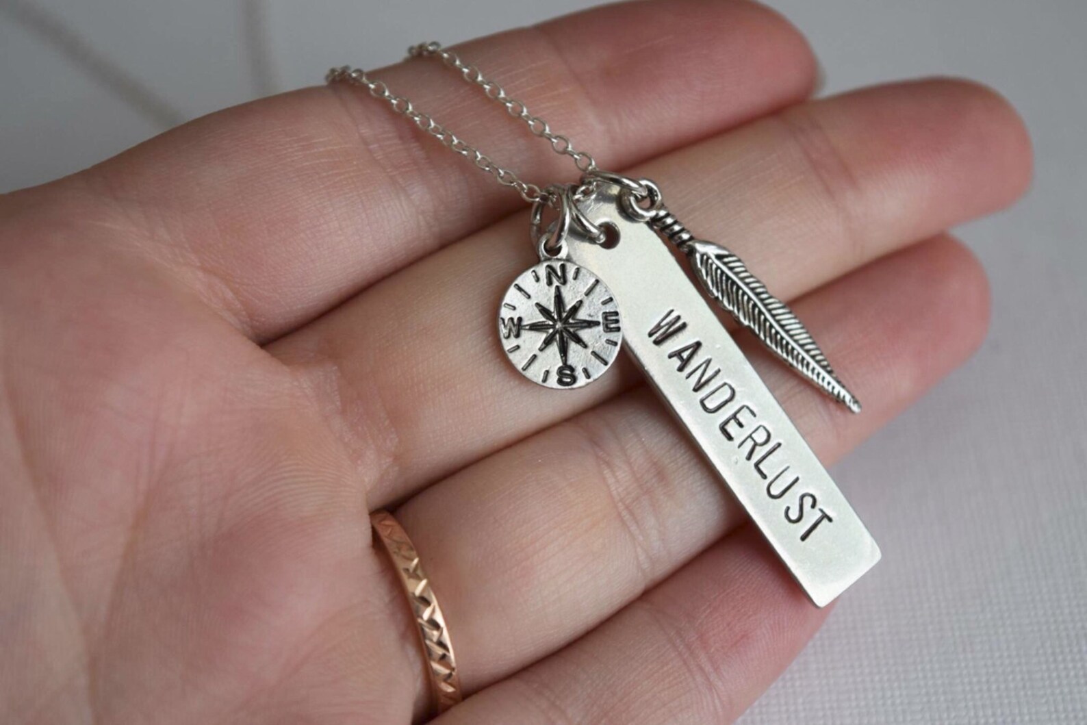 Wanderlust Necklace Compass Necklace Travel - Etsy