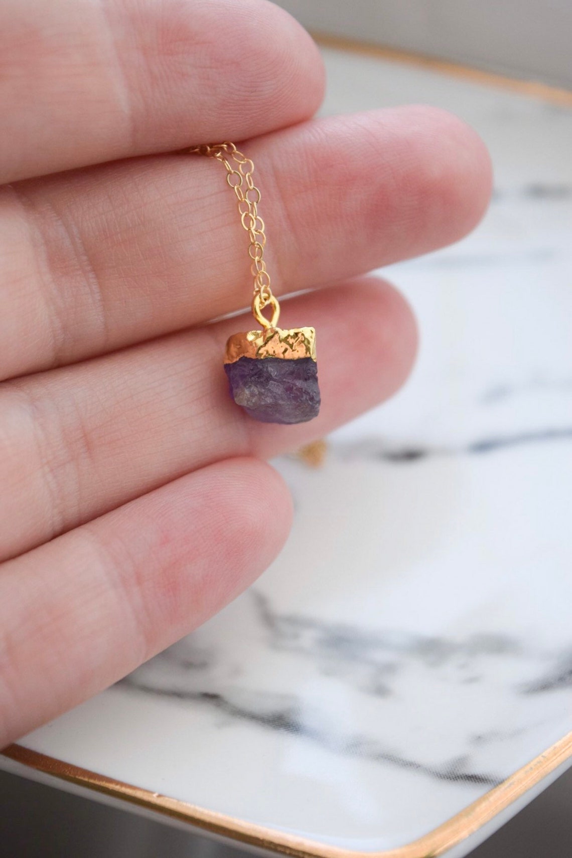 Raw Amethyst Necklace Natural Stone Jewelry 14k Gold Filled - Etsy