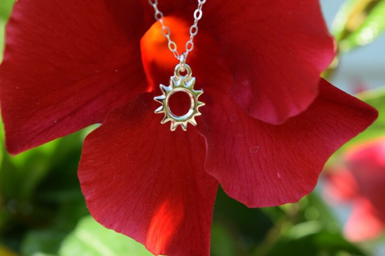 Sun Charm Necklace Sun Necklace Sterling Silver Chain | Etsy