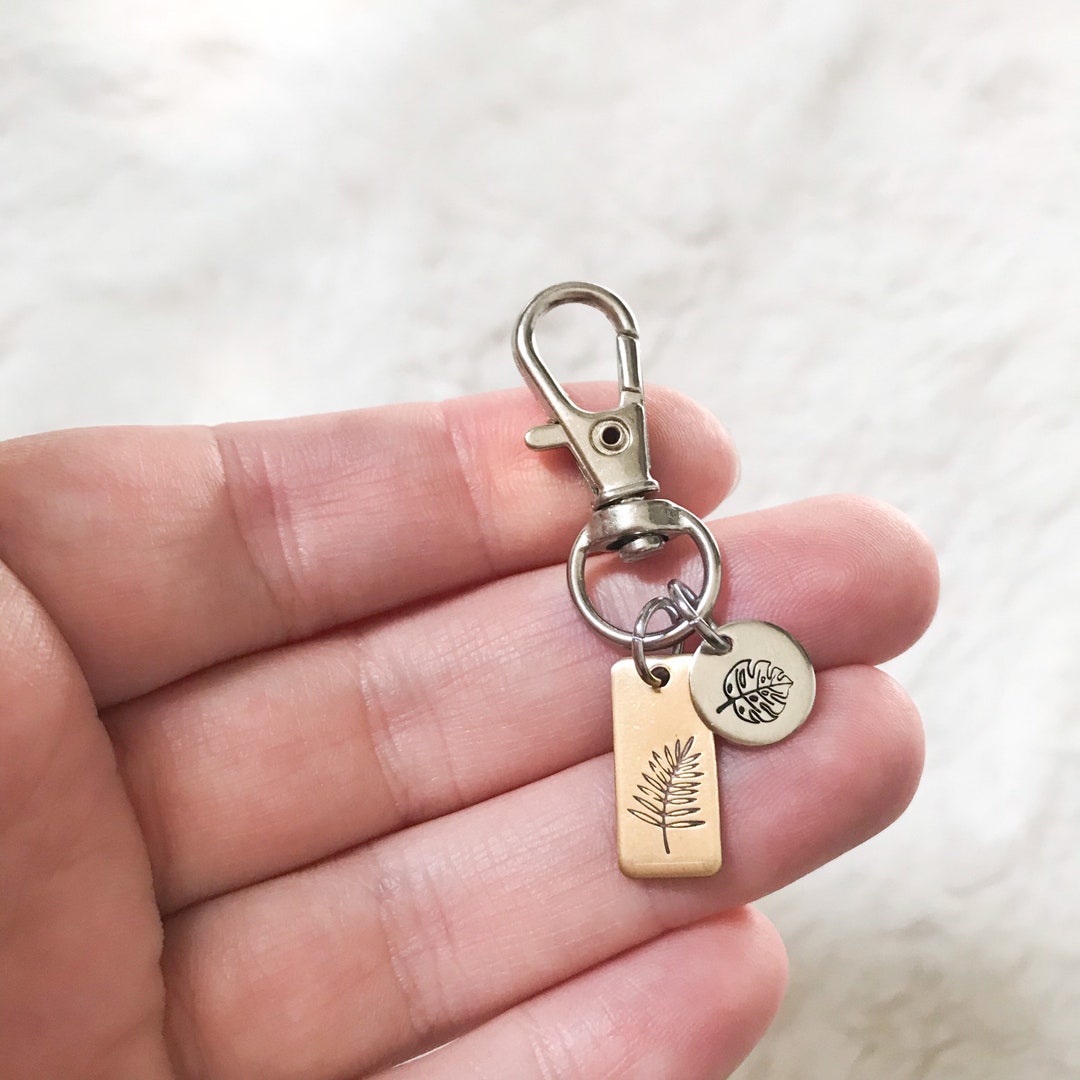 Monstera & Fern Dainty Keychain | Personalized Keychain | Custom Key ...
