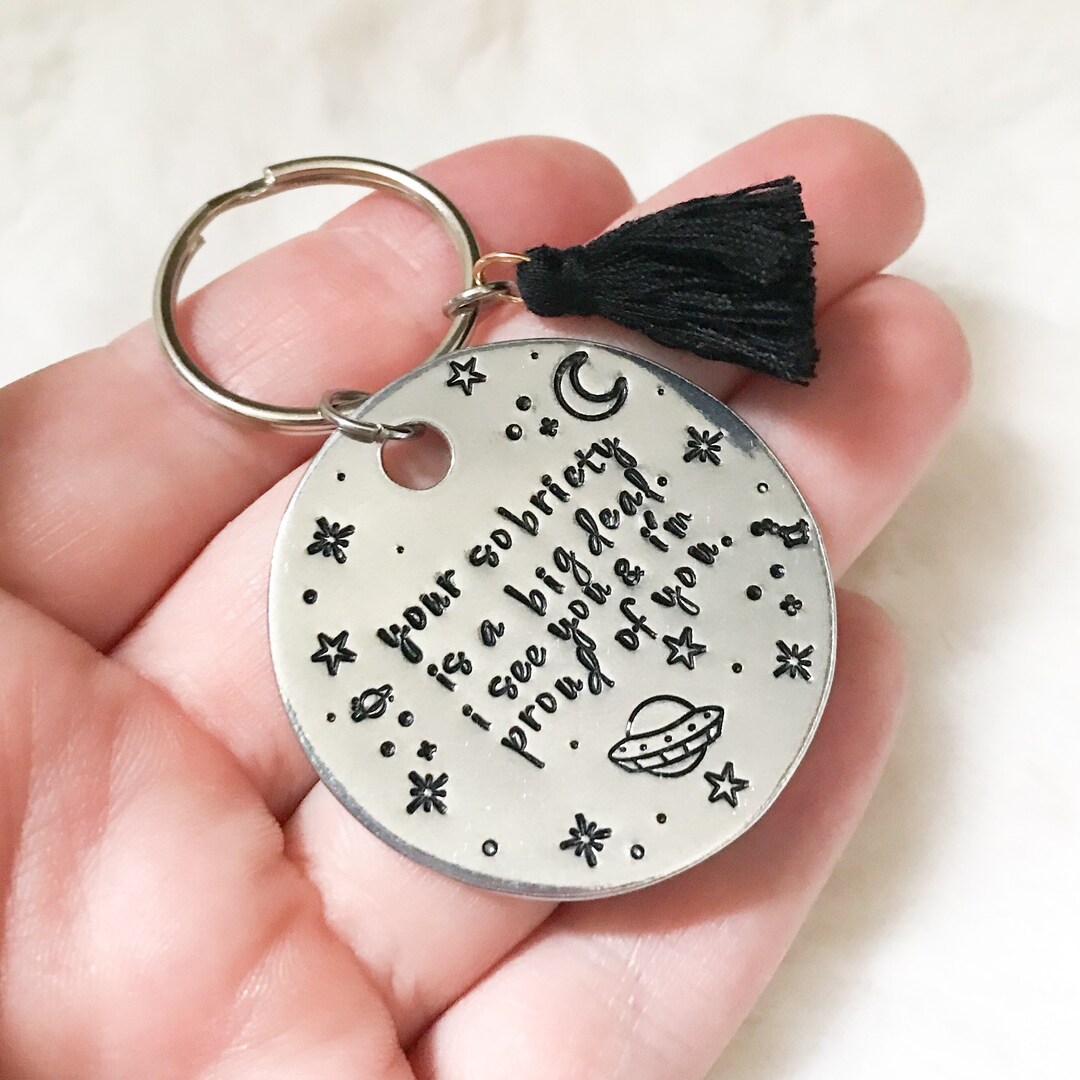 Recovery Keychain Tassel Keychain Girl Power Hand Stamped Personalized ...