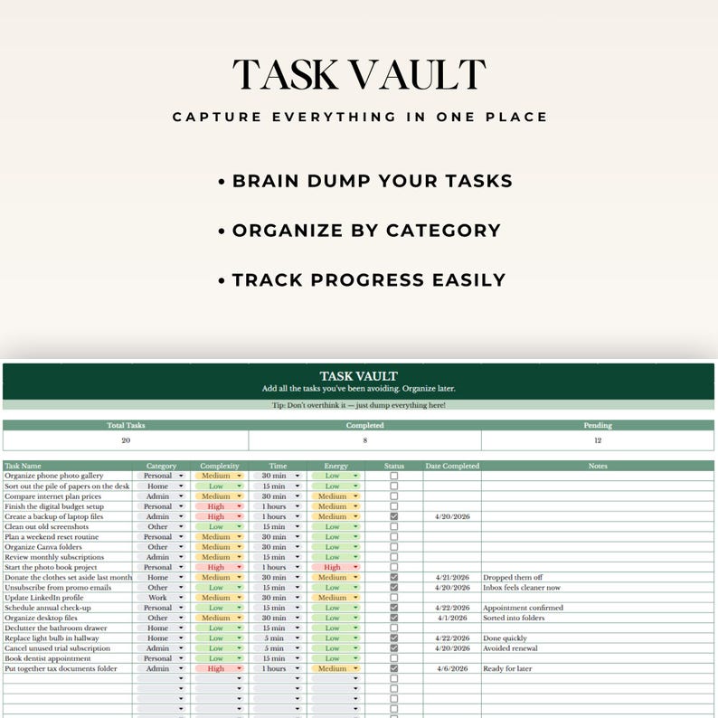 ADHD Planner Google Sheets | Random Task Picker | Productivity Planner ...