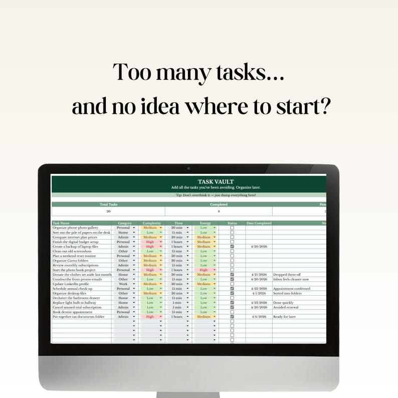 ADHD Planner Google Sheets | Random Task Picker | Productivity Planner ...