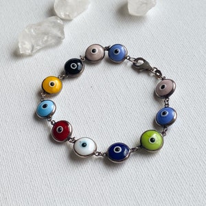Eye on You Bracelet - Vintage Sterling Silver Rainbow Multicolored ...