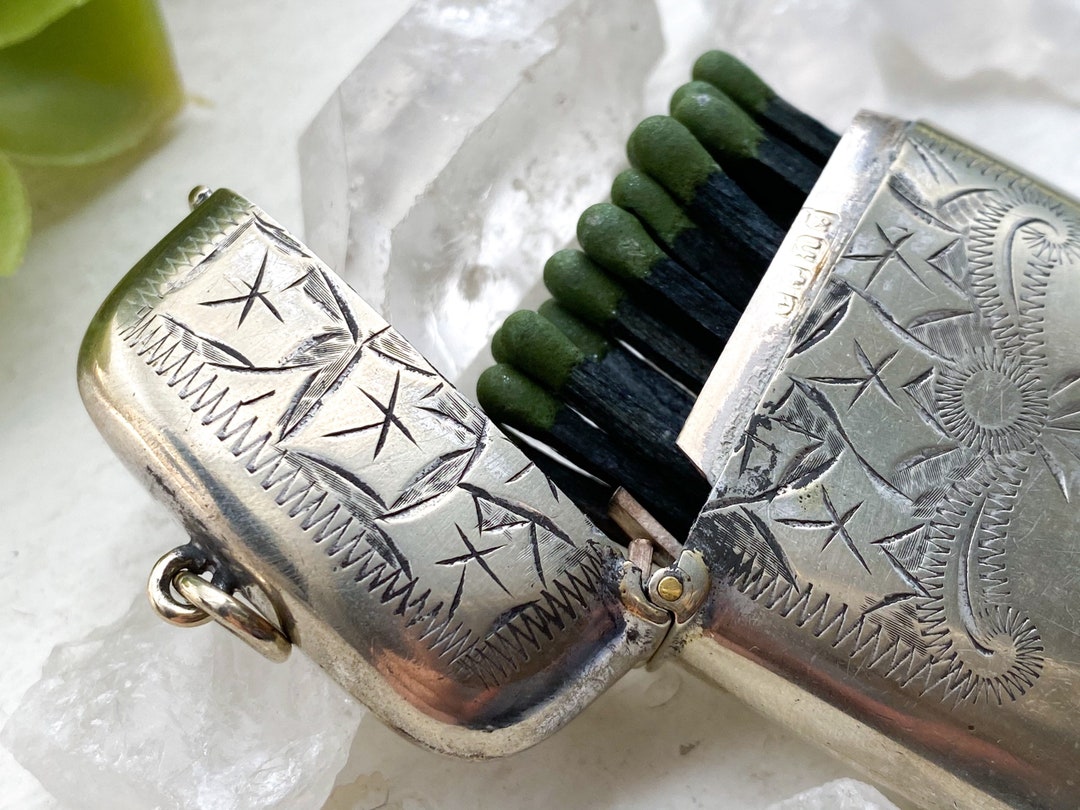 Avila Match Safe Vintage Sterling Silver Plated Antique Match Safe/case ...