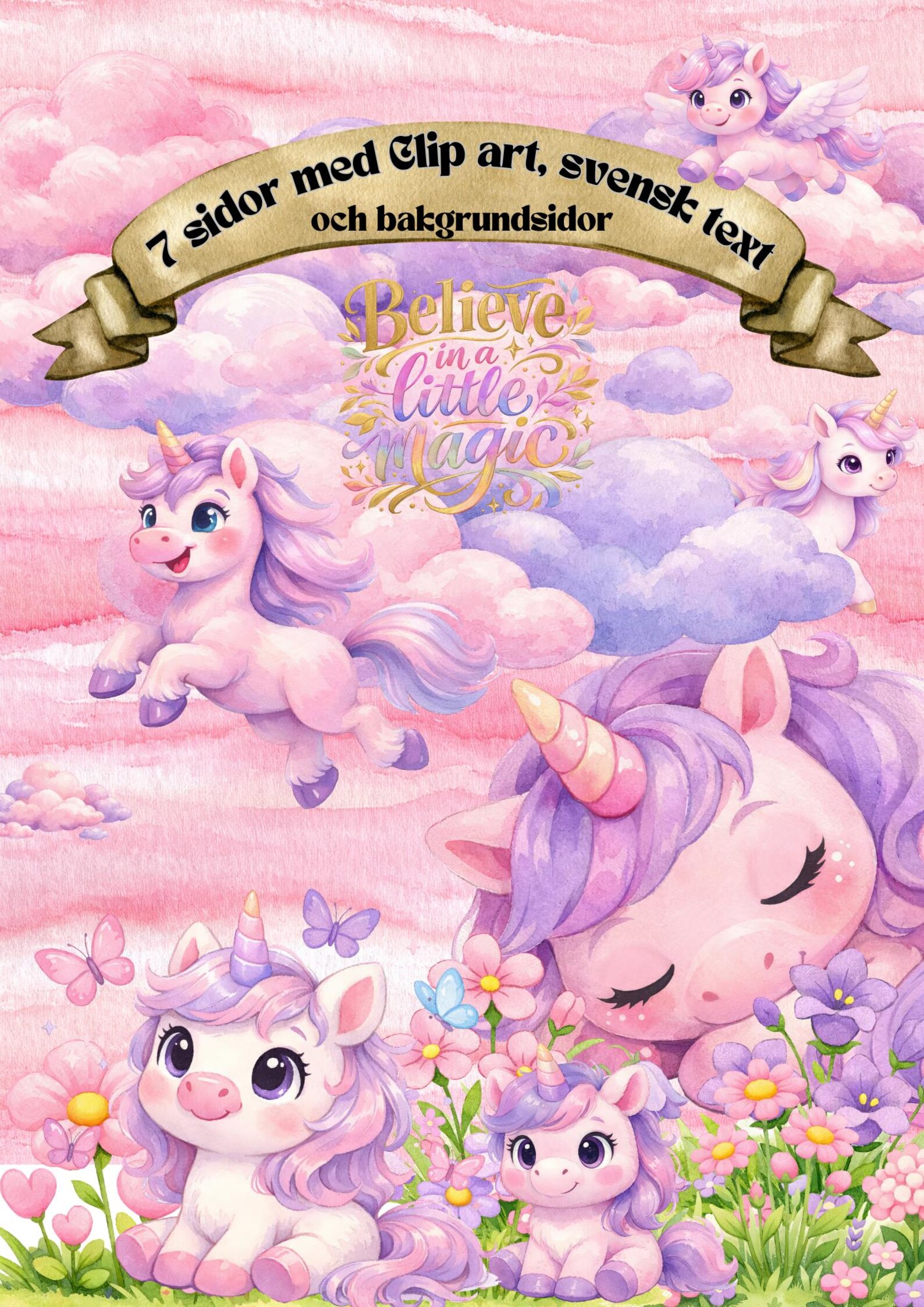 Magisk Enhörning, Lila rosa, Scrapbooking, Clip Art, digital ...