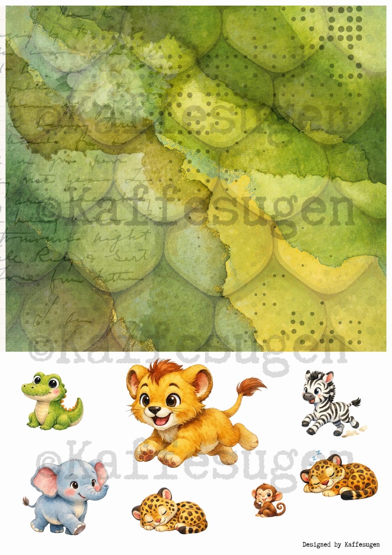 The Jungle, Scrapbooking Papers & Clip Art with English Text (Digital ...