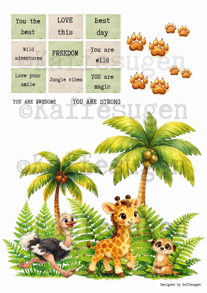 The Jungle, Scrapbooking Papers & Clip Art with English Text (Digital ...