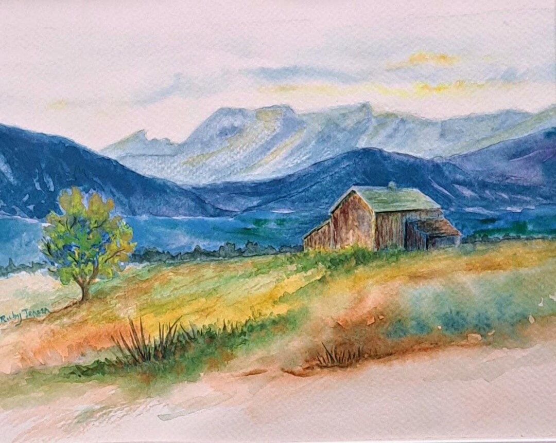 Tate Barn in Midway, Utah ~ Original Watercolor Matted to 11x14 Inches ...