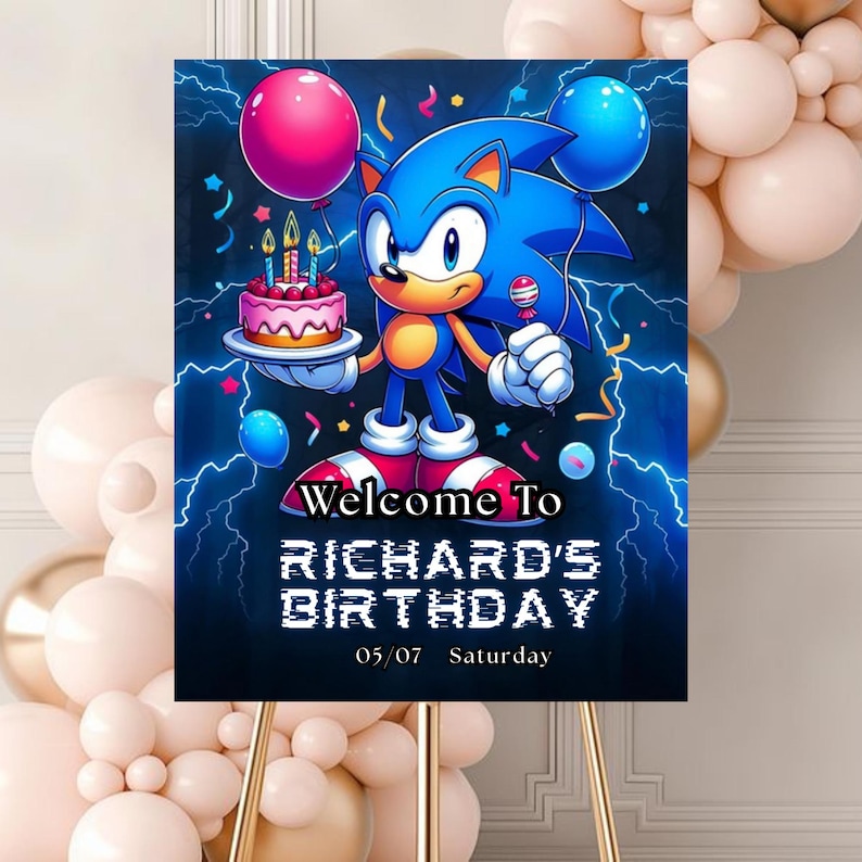 Sonic Welcome Sign Editable Canva Template, Sonic Birthday Party ...