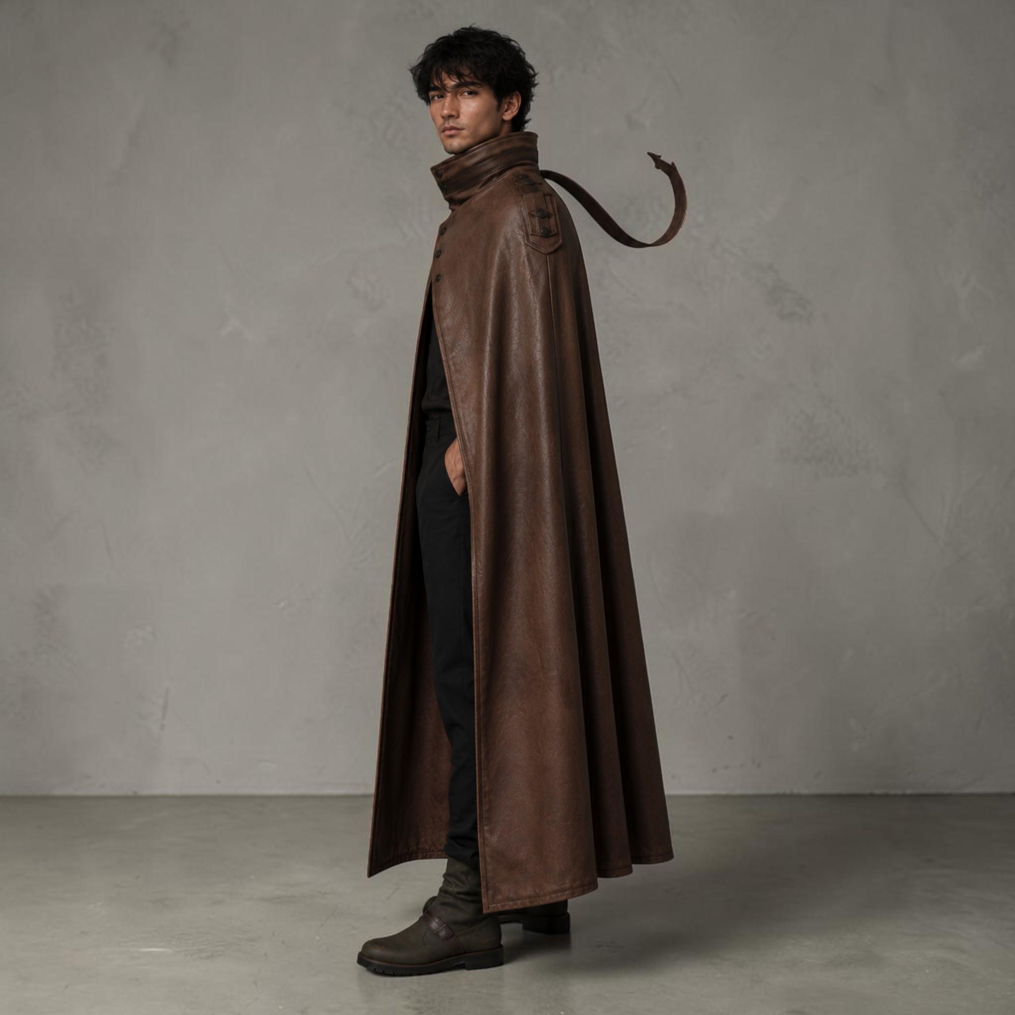 Anime Inspired Leather Cape Cloak, Dark Fantasy Cosplay Cape, Medieval ...